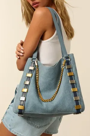RAPT Links Leather Tote - Denim