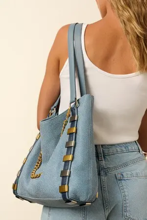 RAPT Links Leather Tote - Denim