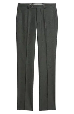 JACK VICTOR Patrick Flat Front Wool Blend Dress Pants - Olive