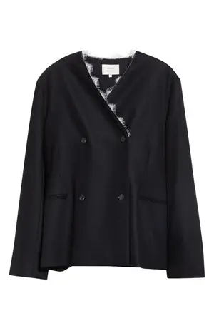 Loulou De Saison Leandra Lace Trim Stretch Wool & Cashmere Jacket