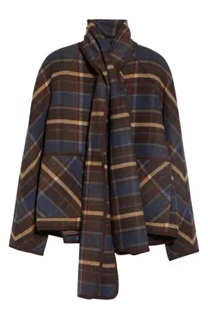 Veronica Beard Martine Dickey Scarf Coat - Navy Multi