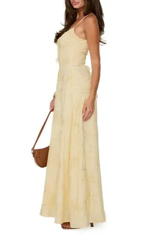 Princess Polly Members Only Floral Embroidered Gown