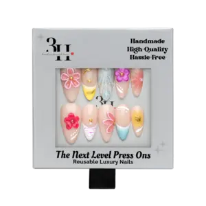 3H NAILS Miamimedium Almond Press-on Nails