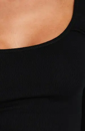 Princess Polly Baseline Square Neck Long Sleeve Rib Top