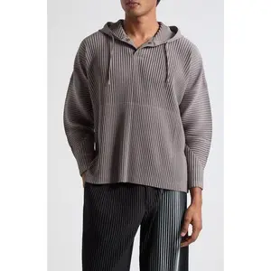 Issey Miyake Monthly Colors October Pleated Hoodie - Dim Gray