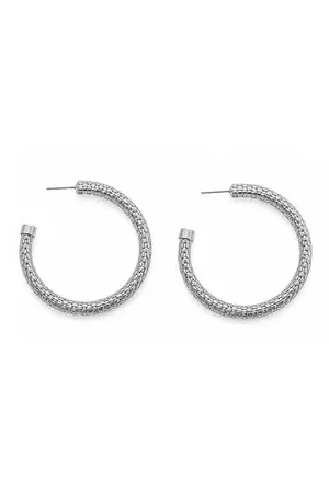 MARLYN SCHIFF Reign Large Mesh Hoop Earrings - Silver