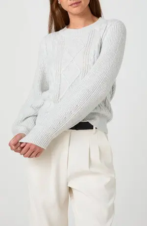 French Connection Avea Sequin Cable Knit Sweater - White
