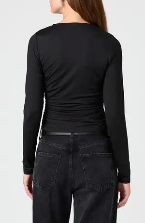 French Connection Shay Slinky Ruched Jersey Top - Black
