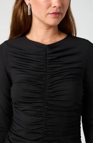 French Connection Shay Slinky Ruched Jersey Top - Black