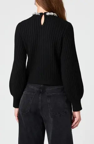 French Connection Avea Crystal Embellished Cable Knit Sweater