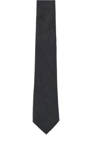 Trafalgar Leyton Diagonal Lined Tone On Tone Silk Necktie - Graphite