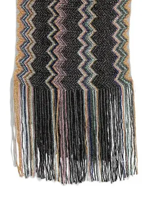 Missoni Zig-zag Lurex Knit Scarf With Fringes