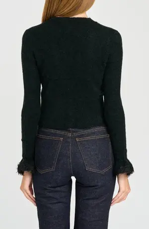 WAYF X Rose Lola Carolyn Lace Trim Cardigan - Emerald