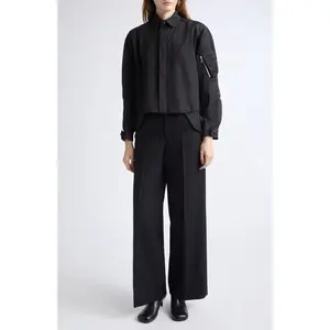 Sacai Chalk Stripe Mixed Media Trousers - Black
