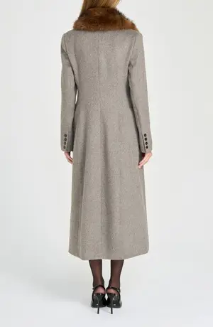 WAYF X Rose Lola Ludlow Faux Fur Collar Wool Blend Coat