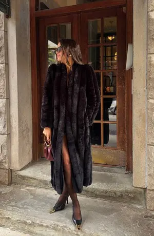 WAYF X Rose Lola Bond Faux Fur Coat - Black