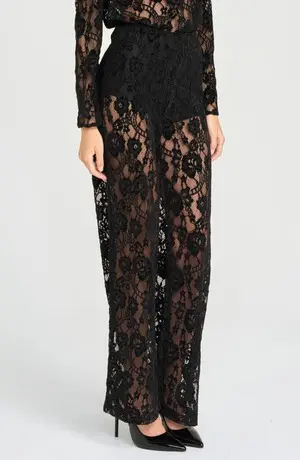 WAYF X Rose Lola Broadway Lace Wide Leg Pants