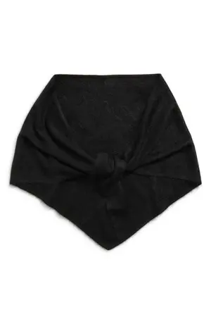 Fleurette Brushed Cashmere Triangle Wrap - Black