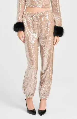 WAYF X Rose Lola Flash Sequin Joggers - Beige