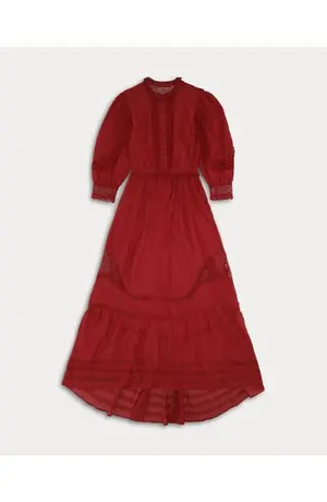 FORTELA Astrid Cotton Muslin Caftan - Cherry