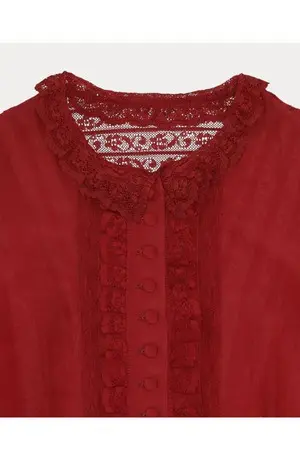 FORTELA Astrid Cotton Muslin Caftan - Cherry
