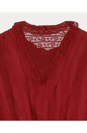 FORTELA Astrid Cotton Muslin Caftan - Cherry