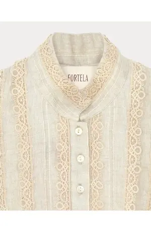 FORTELA Arlette Lace-embroidered Linen Blouse