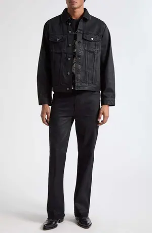 MIDNIGHT RODEO Texoma Waxed Denim Straight Leg Jeans - Black