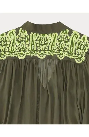 FORTELA Alana Embroidered Viscose Dress - Green