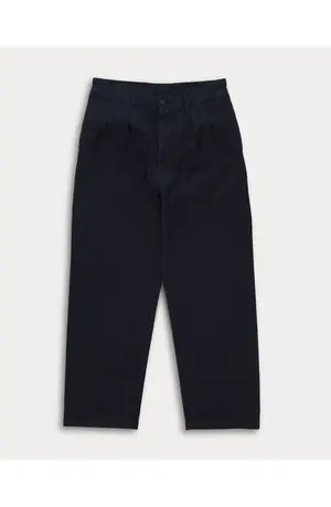 FORTELA Newyork Pleated Reverse Cotton Canvas Pants Blue