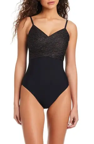 BEYOND CONTROL Draped One-piece Swimsuit - Black Multi