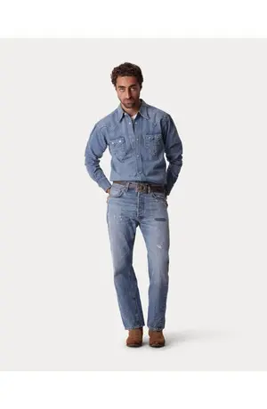 FORTELA Redford Japan Denim Texan Shirt For - Blue
