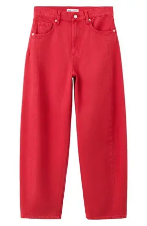 Mango High Waist Balloon Leg Jeans - Red