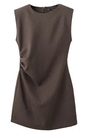 Mango Ruched Straight Fit Minidress - Brown