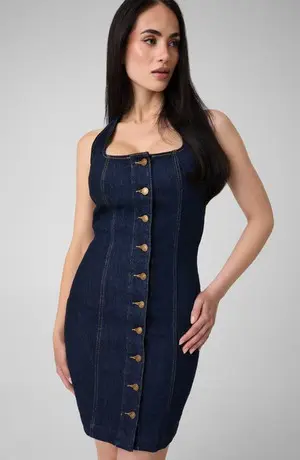 Guess Jocelyn Halter Denim Minidress