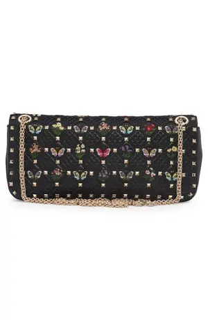 Valentino Garavani Small Rockstud Embroidered Leather Shoulder Bag
