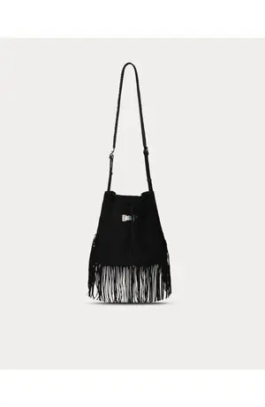 FORTELA Kimi Fringed Suede Bag - Black