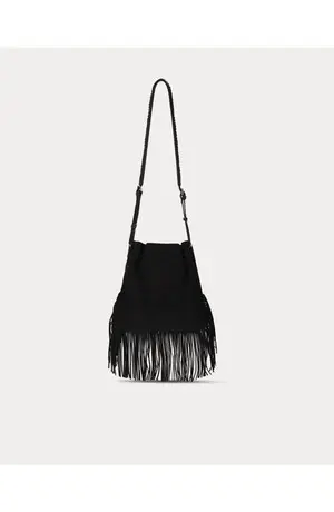 FORTELA Kimi Fringed Suede Bag - Black