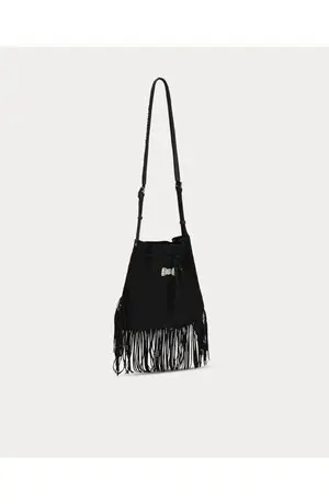FORTELA Kimi Fringed Suede Bag - Black