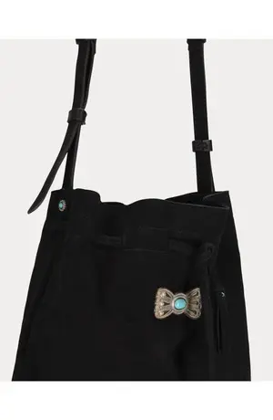 FORTELA Kimi Fringed Suede Bag - Black