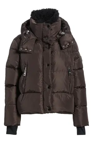 Sam. Phoenix Down Puffer Jacket With Faux Fur Trim - Cocoa/black