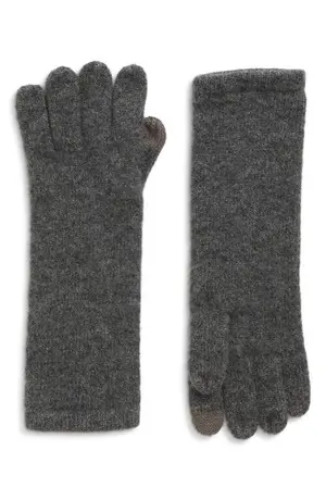 Fleurette Long Cashmere & Silk Gloves - Thunder