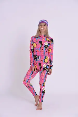 OOSC Baselayer Leggings Trippy Hippy - Multicolor/pink