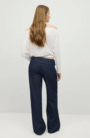 Mango Pinstripe Low Waist Wide Leg Jeans