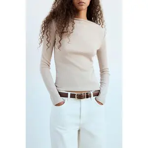 Mango Long Sleeve Bateau Neck T-shirt - Sand