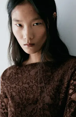 Mango Floral Lace Crewneck Top