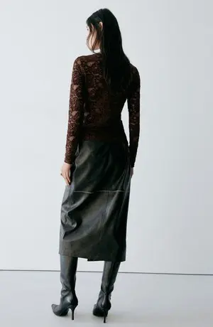 Mango Floral Lace Crewneck Top