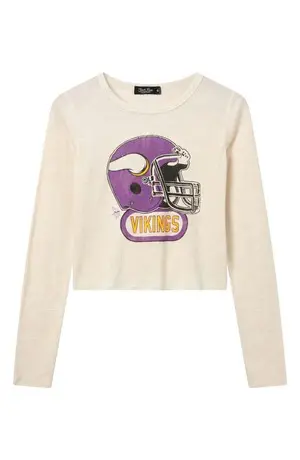 Junk Food Vikings Helmet Cropped Graphic Thermal T-shirt - Birch
