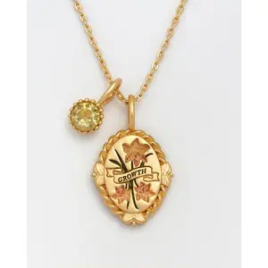 FABLE ENGLAND August Birthstone Gladiolus Charm Necklace - Gold