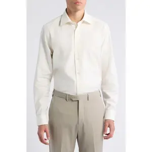 JACK VICTOR Cashmil Long Sleeve Cotton & Cashmere Sport Shirt - White